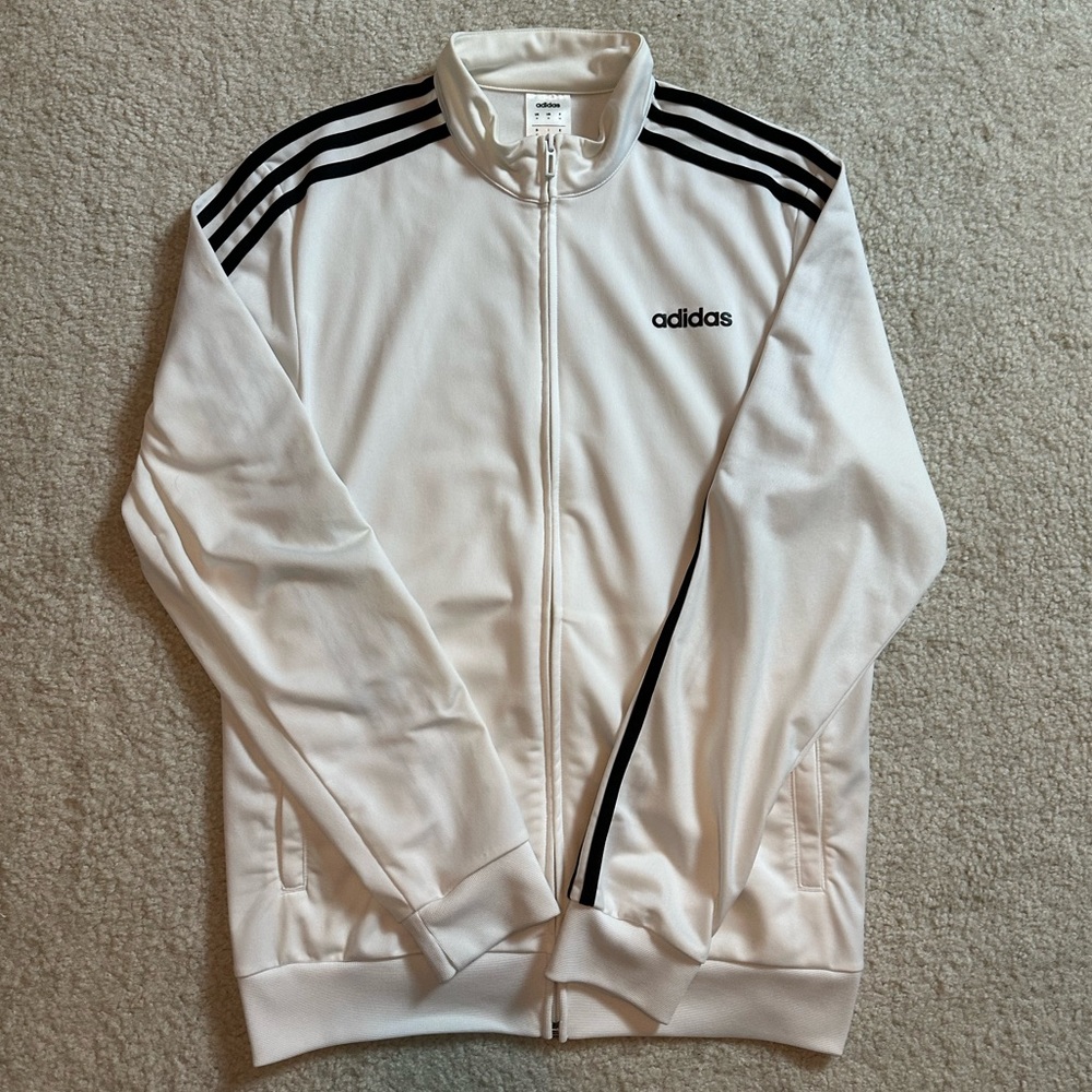 Adidas White Striped Track Jacket - Gem